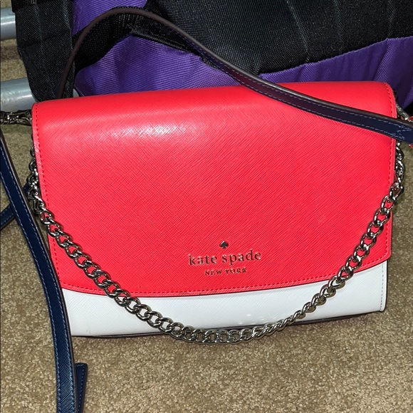 kate spade | Bags | Kate Spade Red And White Colorblock Crossbody Euc ...